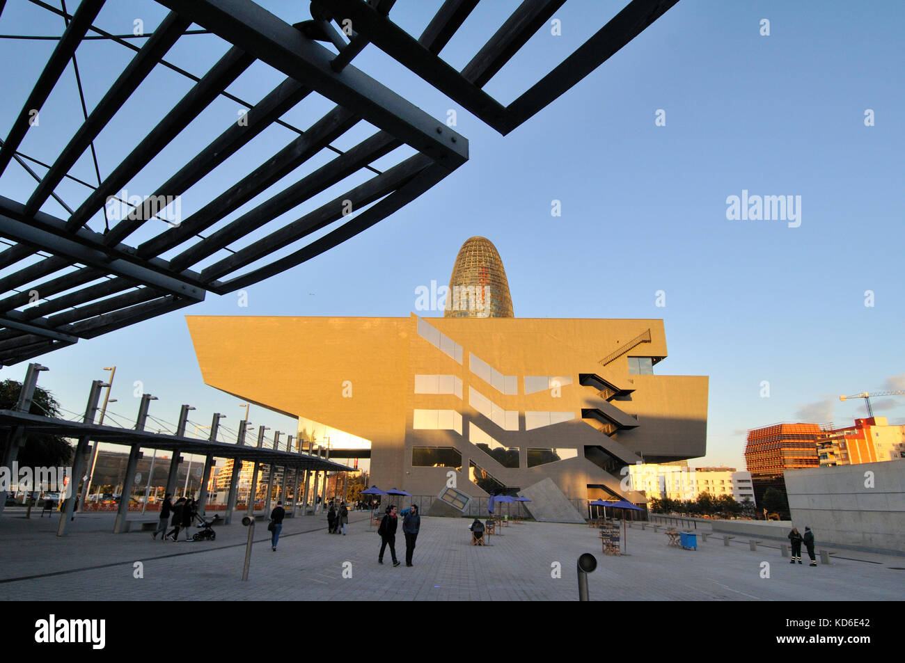 Agbar Tower by Jean Nouvel, 2005, and Disseny Hub Barcelona building ...
