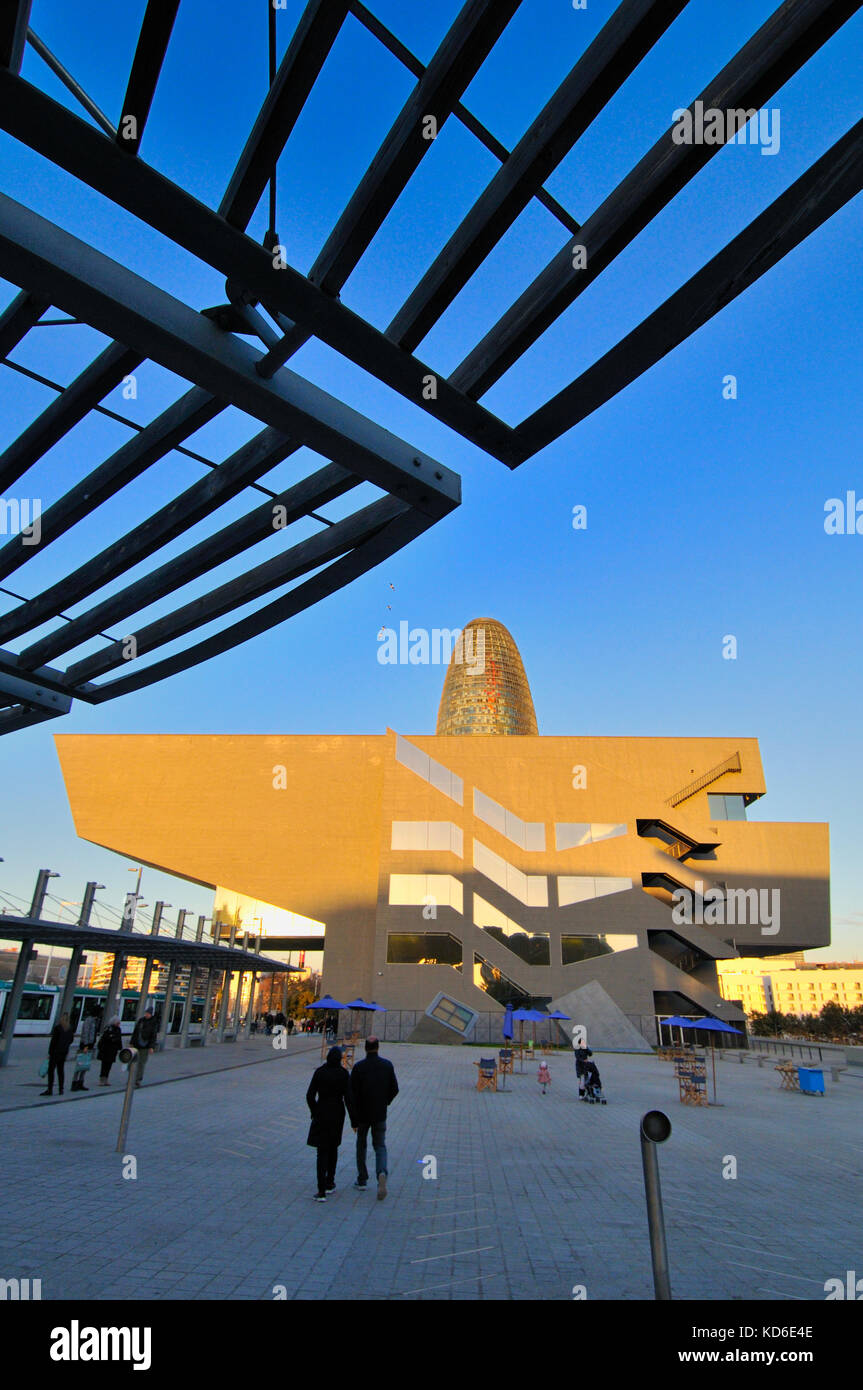 Agbar Tower by Jean Nouvel, 2005, and Disseny Hub Barcelona building ...