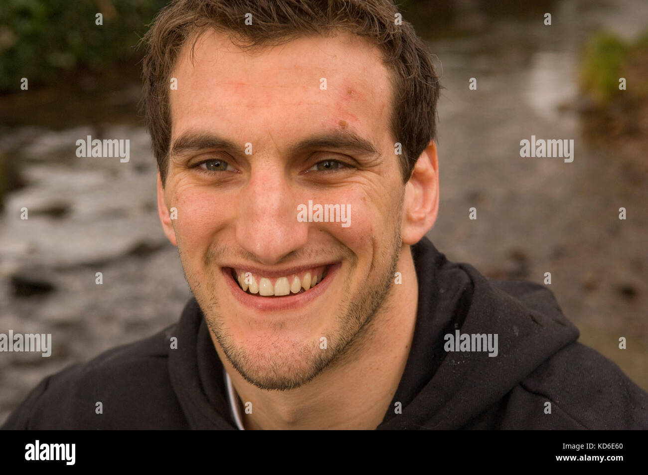 Rugby player Sam Warburton with hid dog 'Gus' near his home in Cardiff ...