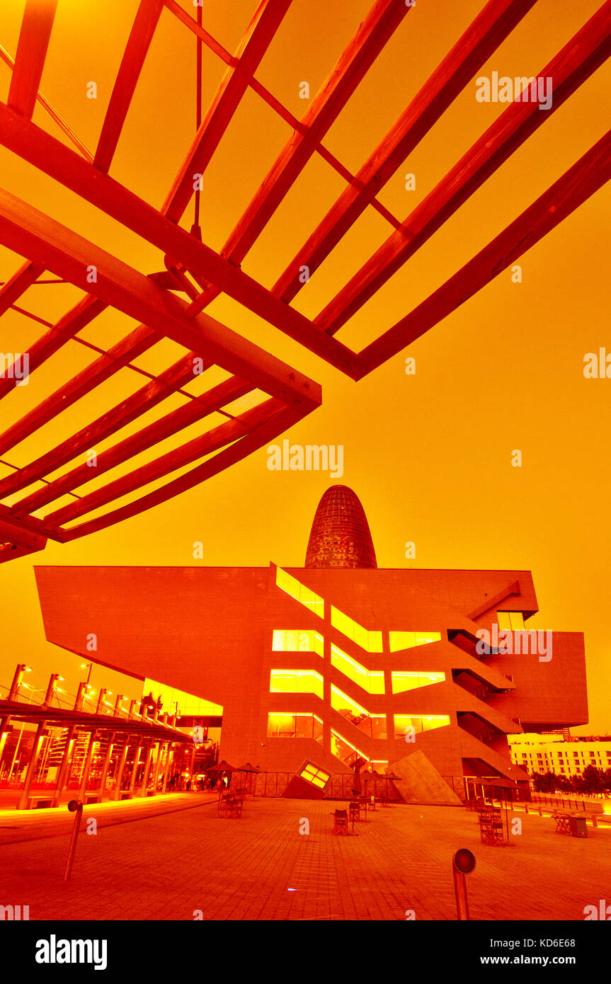 Agbar Tower by Jean Nouvel, 2005, and Disseny Hub Barcelona building ...