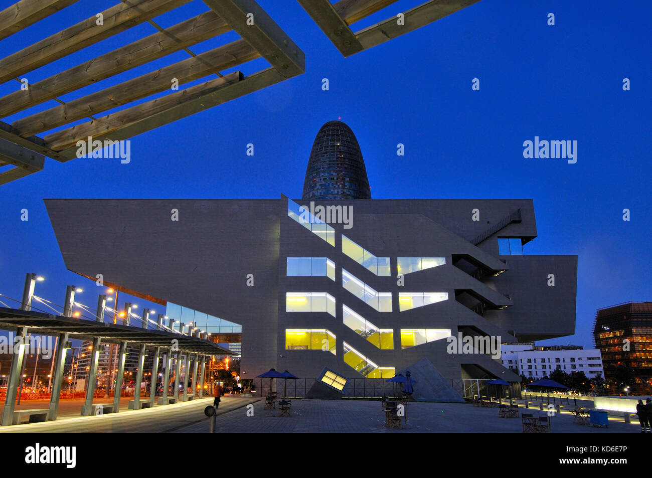 Agbar Tower by Jean Nouvel, 2005, and Disseny Hub Barcelona building ...