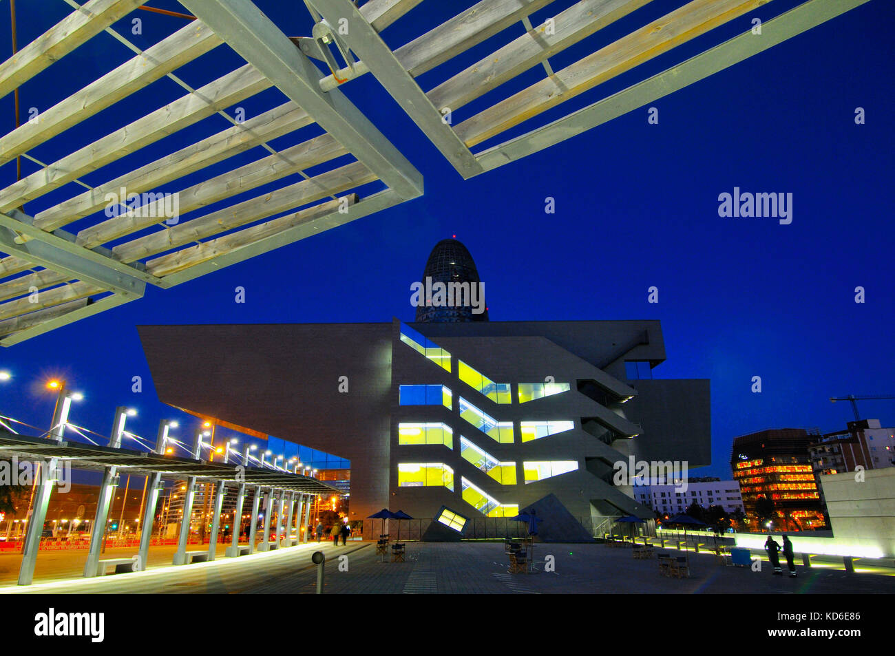 Agbar Tower by Jean Nouvel, 2005, and Disseny Hub Barcelona building ...