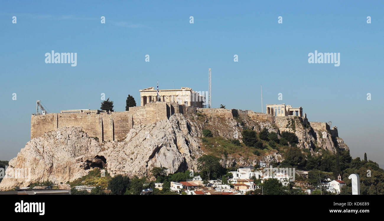 Famous Greek landmark Acropolis on top of the hill in Athens Stock ...