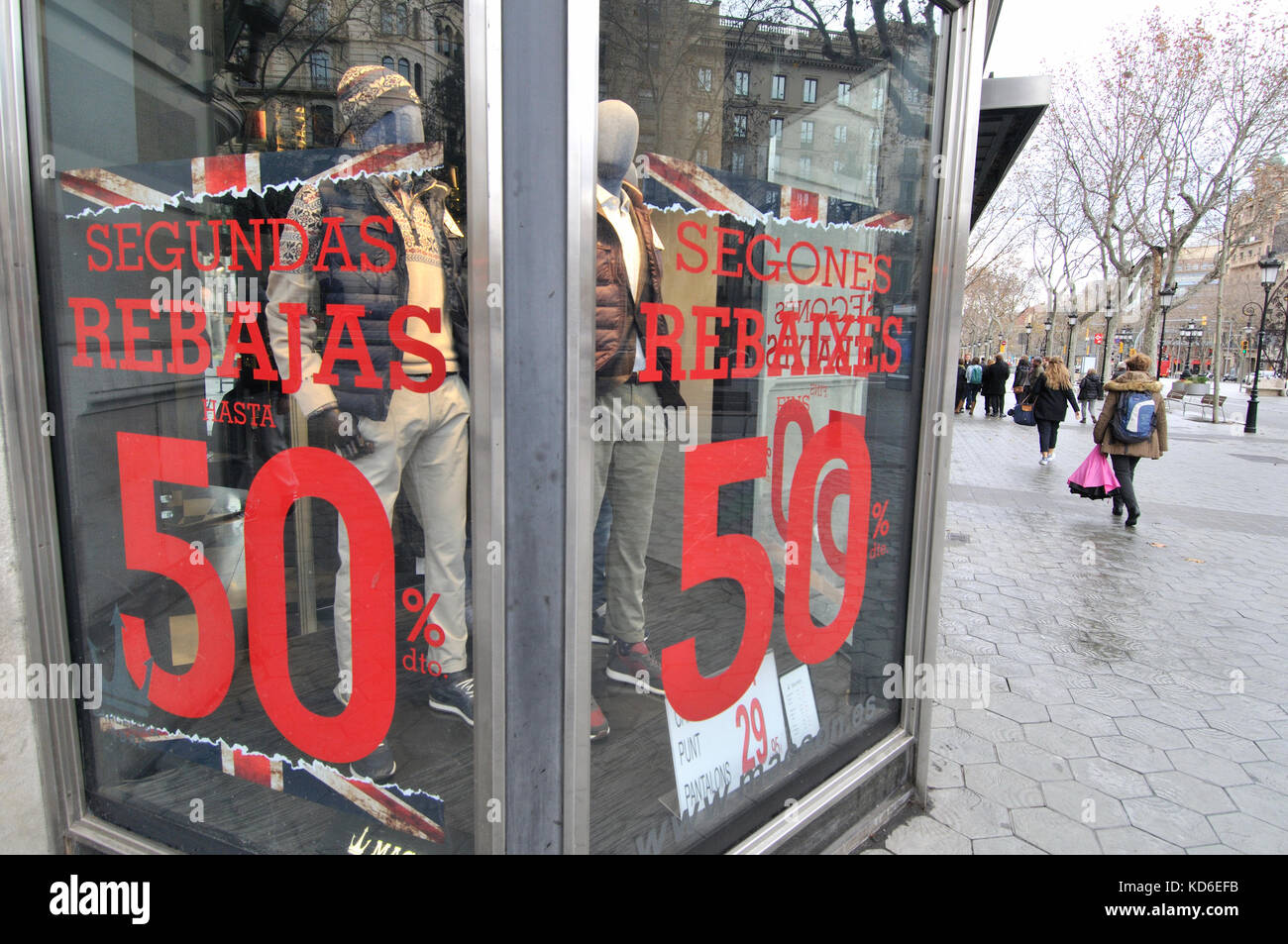 Shop window of clothing store, Barcelona. Catalonia, Spain Stock Photo ...