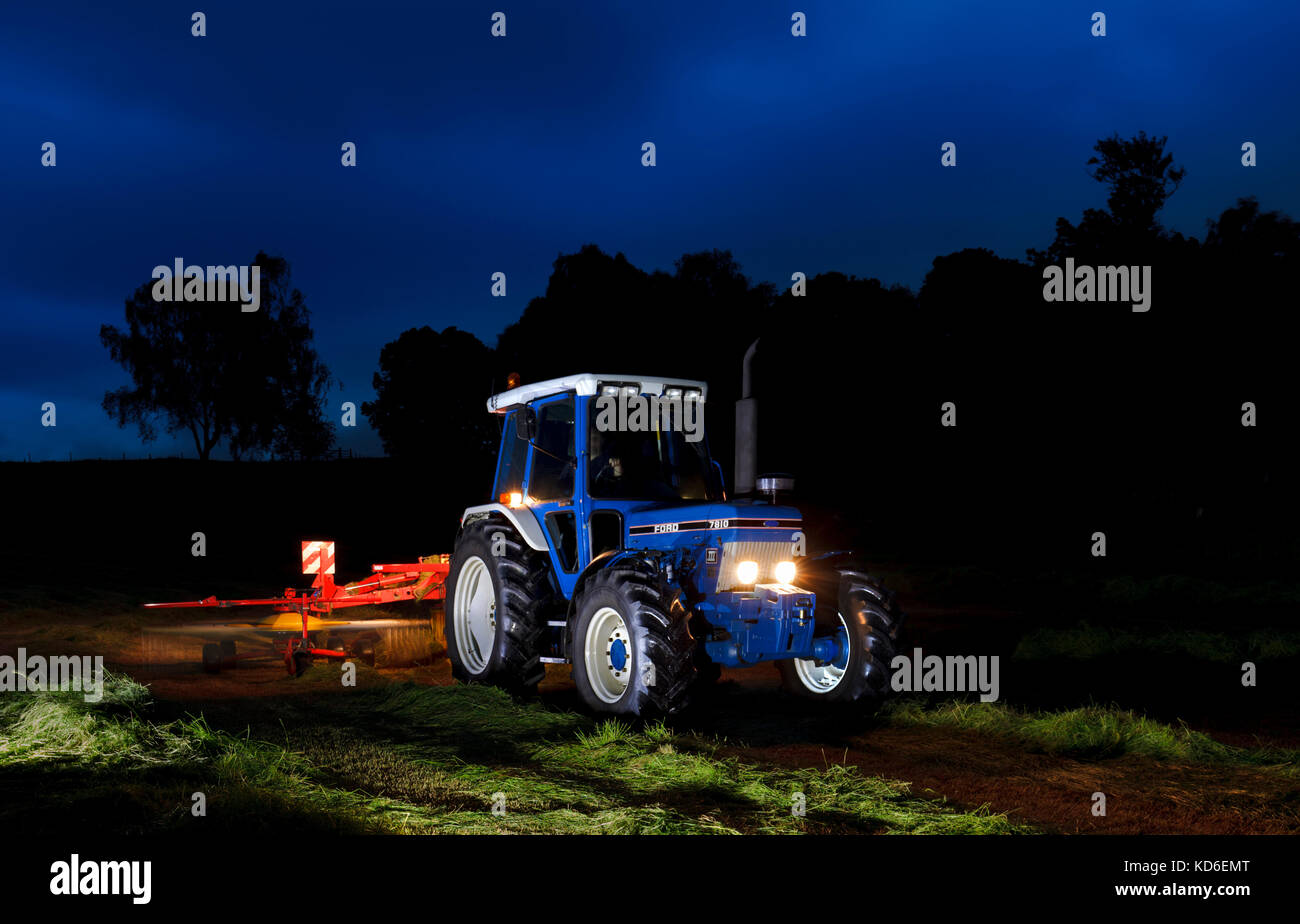 Restored 1991 Ford 7810, generation 3 tractor rowing up grass for the ...