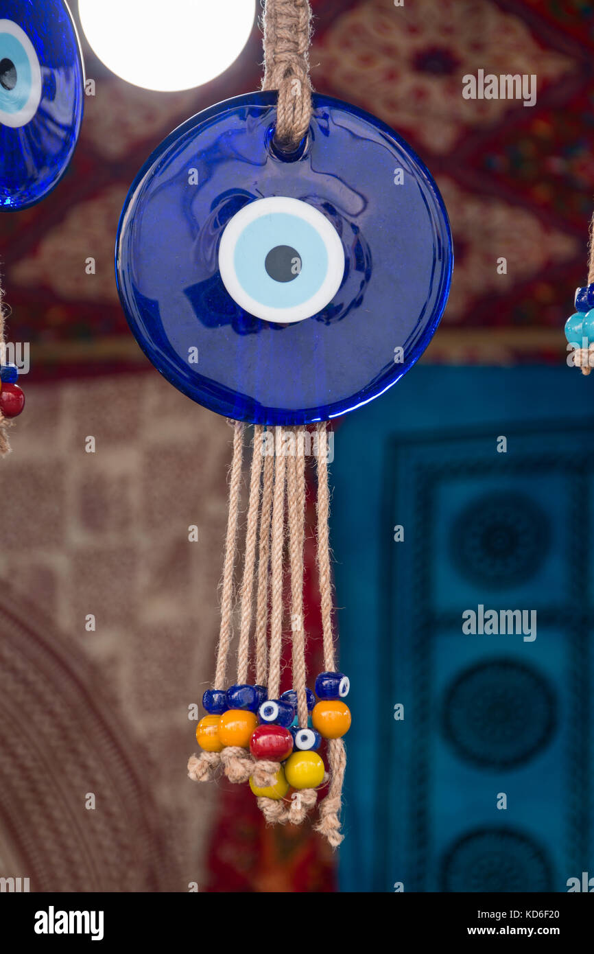 Close up view of a Blue turkish evil eye Stock Photo - Alamy