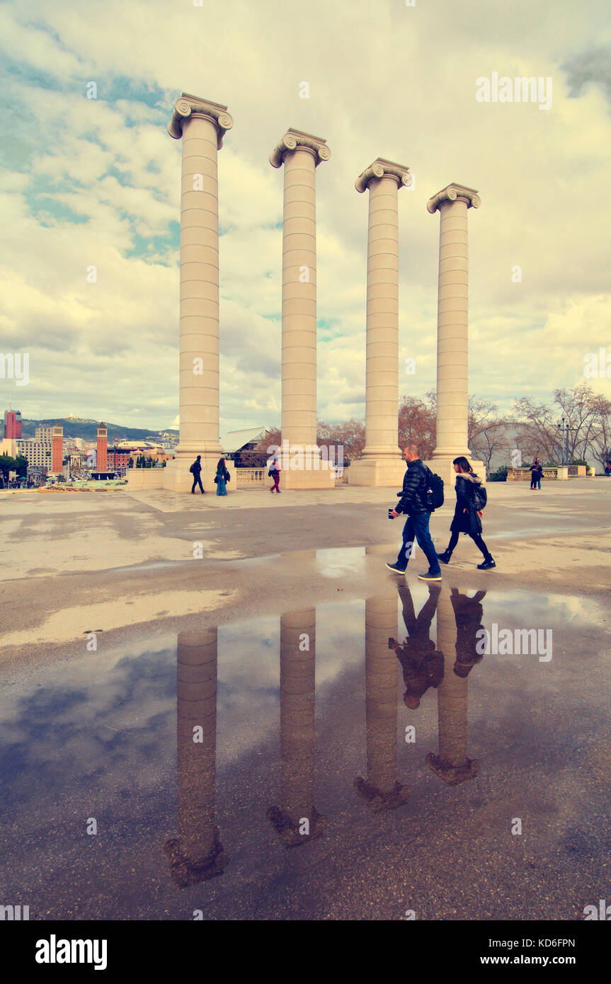 The Four Columns, Les Quatre Columnes. Barcelona Stock Photo - Alamy