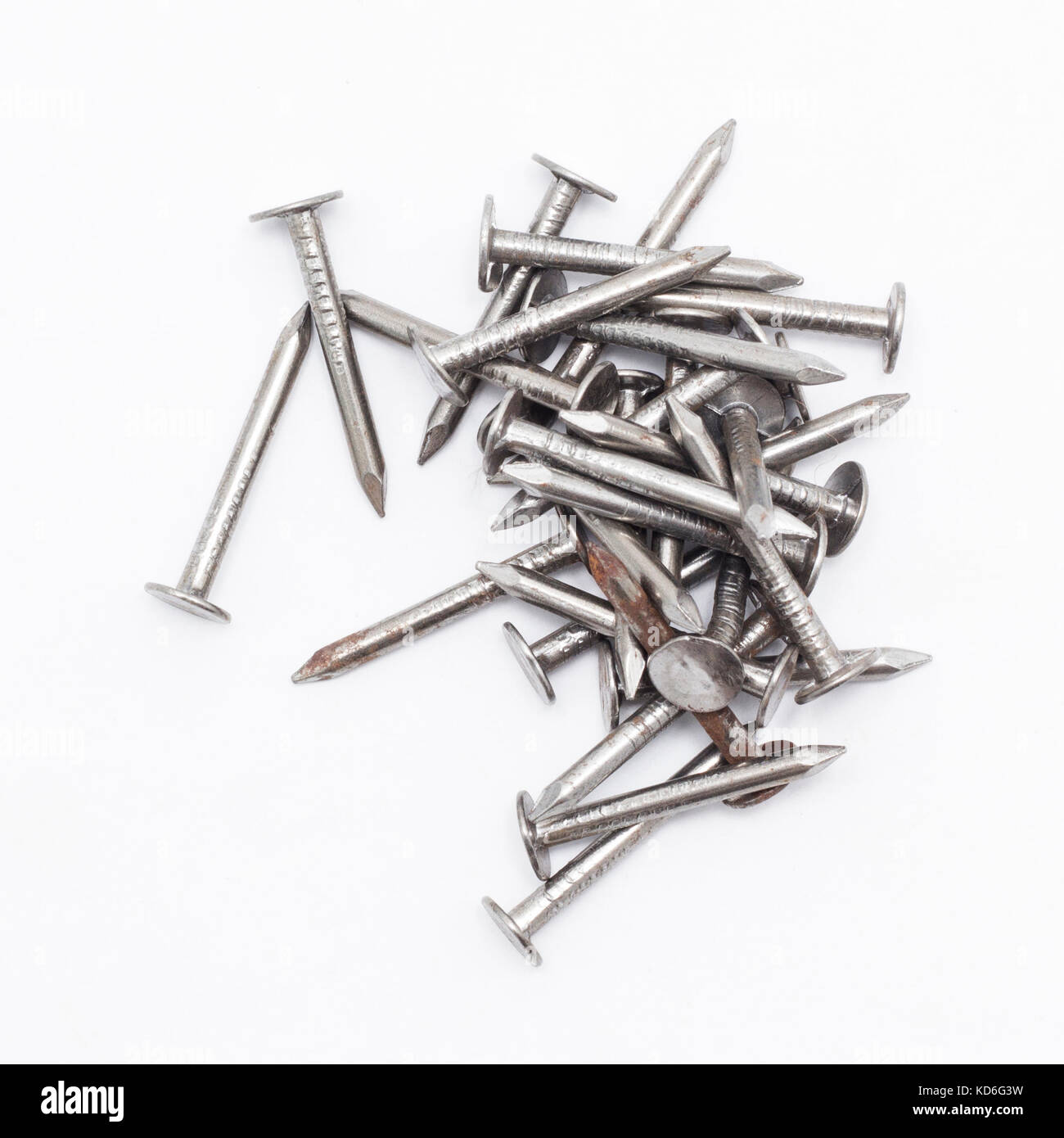Closeup of a Group of Rivets, Nails, Isolated on White Background Stock ...