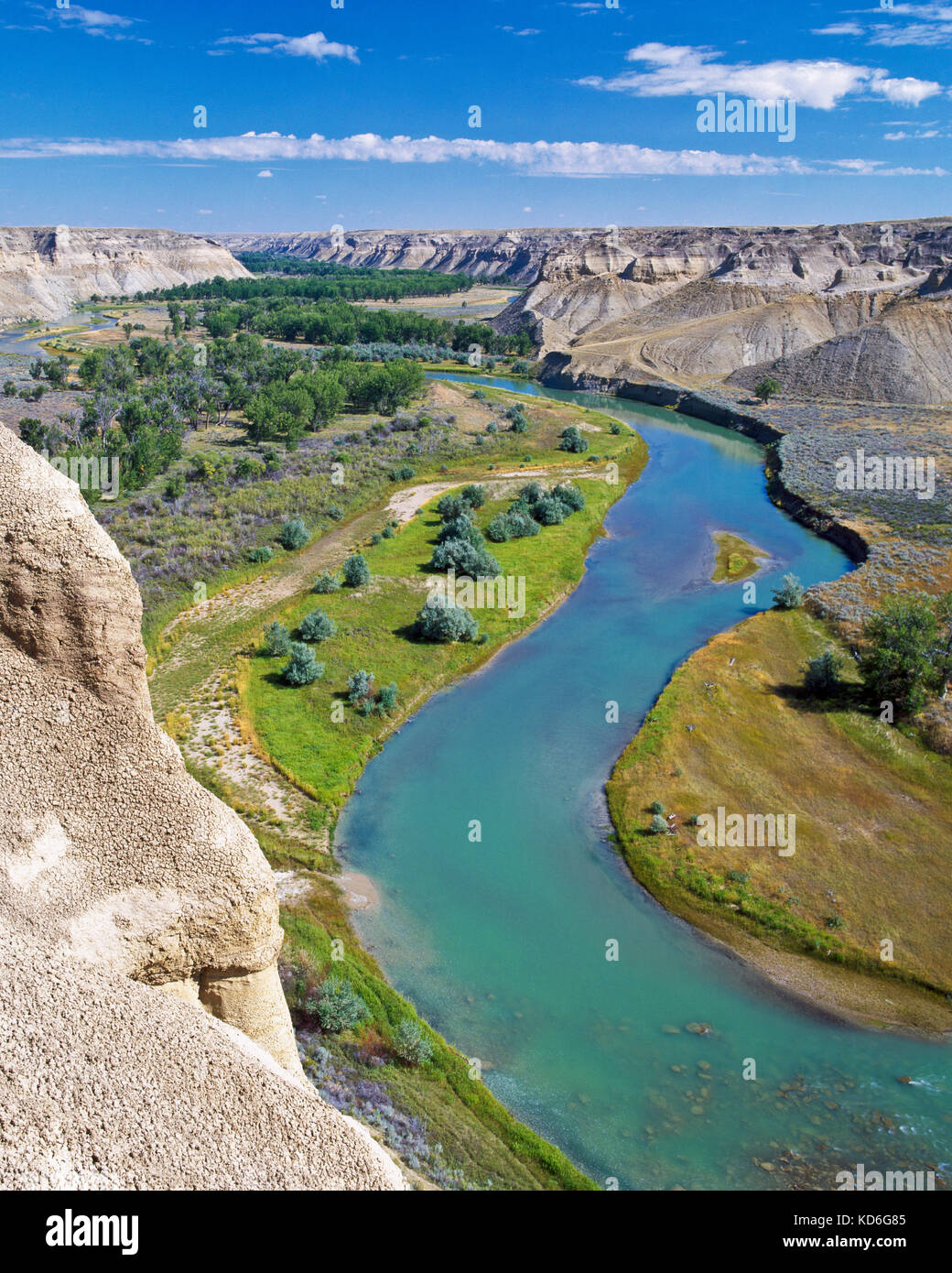 marias river and badlands in a deep valley near loma, montana Stock Photo - Alamy