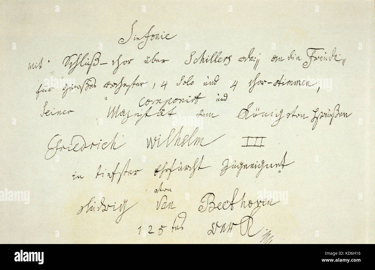 Ludwig van Beethoven's Ninth Symphony, the dedication page to Emperor ...