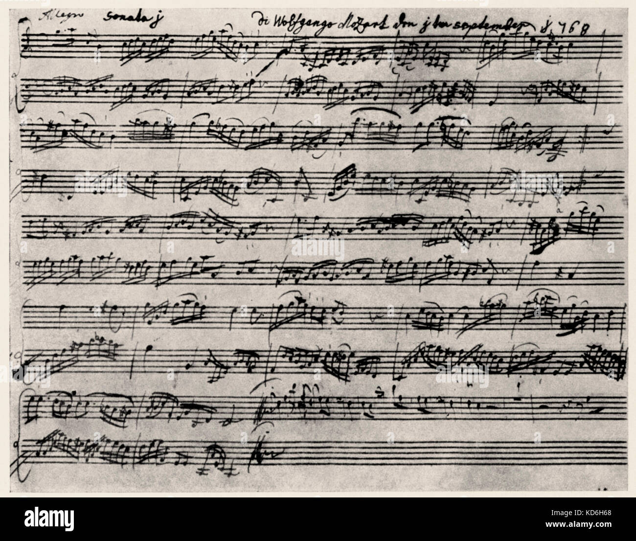 Score page for Wolfgang Amadeus Mozart's Sonata in F major for Violin ...