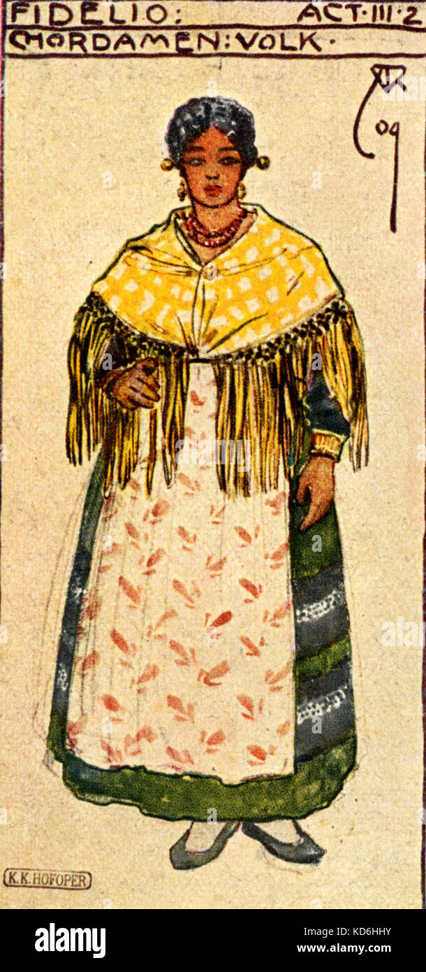 Beethoven's 'Fidelio' costume design by Roller for chorus woman, Act ...