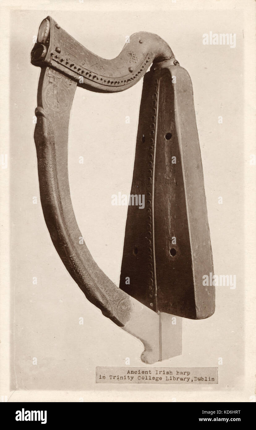 Ancient Irish (Celtic) Harp. Trinity College Library, Dublin Stock ...