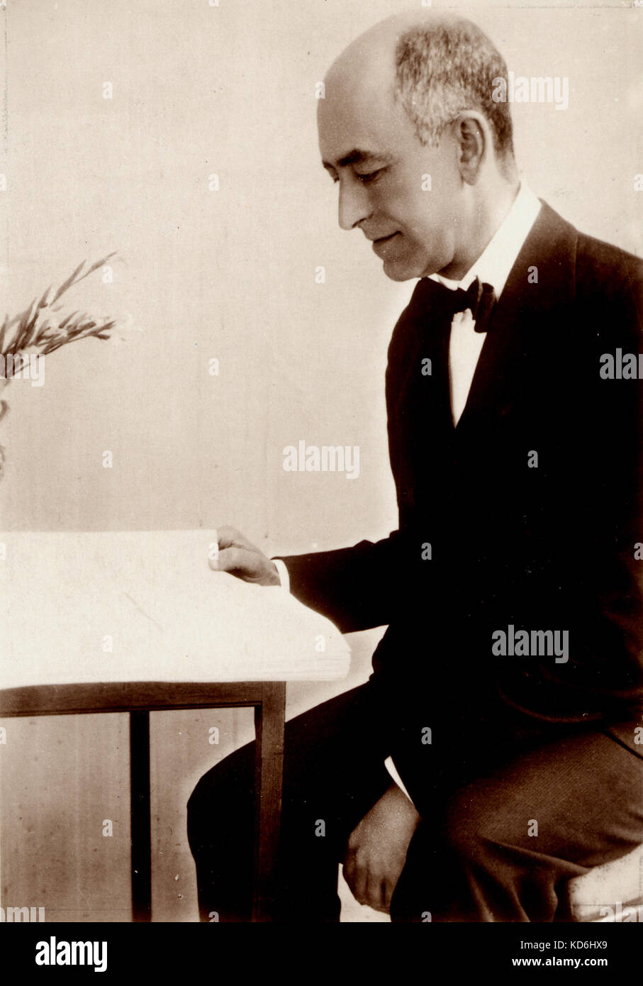 Manuel de Falla sitting, studying score. Spanish composer, 1876-1946 ...