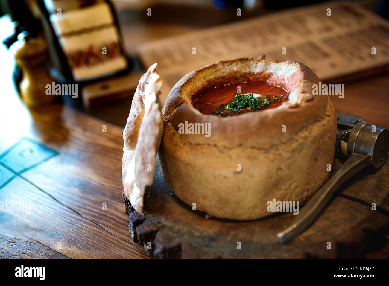 delicious borscht in bread Stock Photo - Alamy