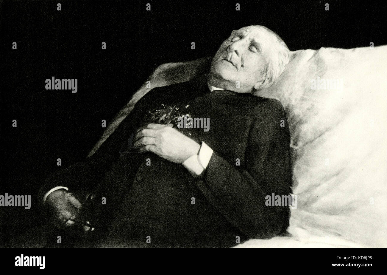 Franz Liszt on his death bed, holding flowers from Lina Schmalhausen ...