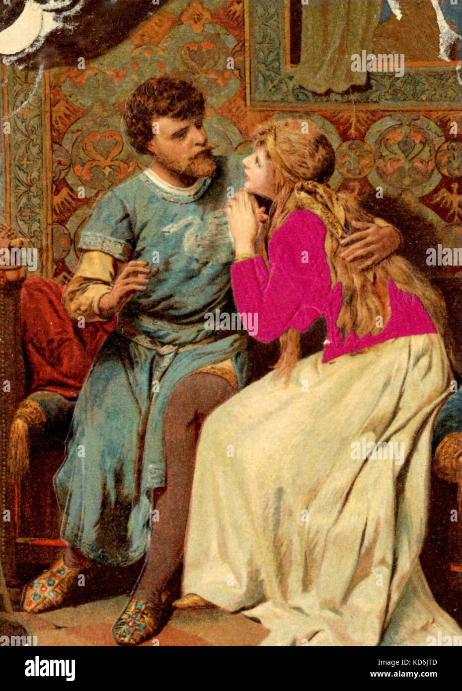 Wagner's opera 'Lohengrin'. Scene with Lohengrin and Elsa. German ...