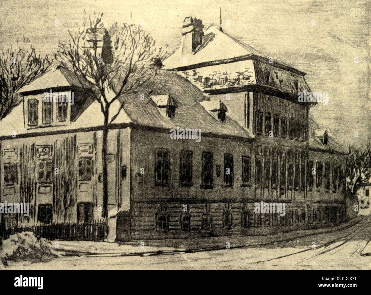 Beethoven's home in Hetzendorf near Vienna 'Das Schlösschen' Etching by ...