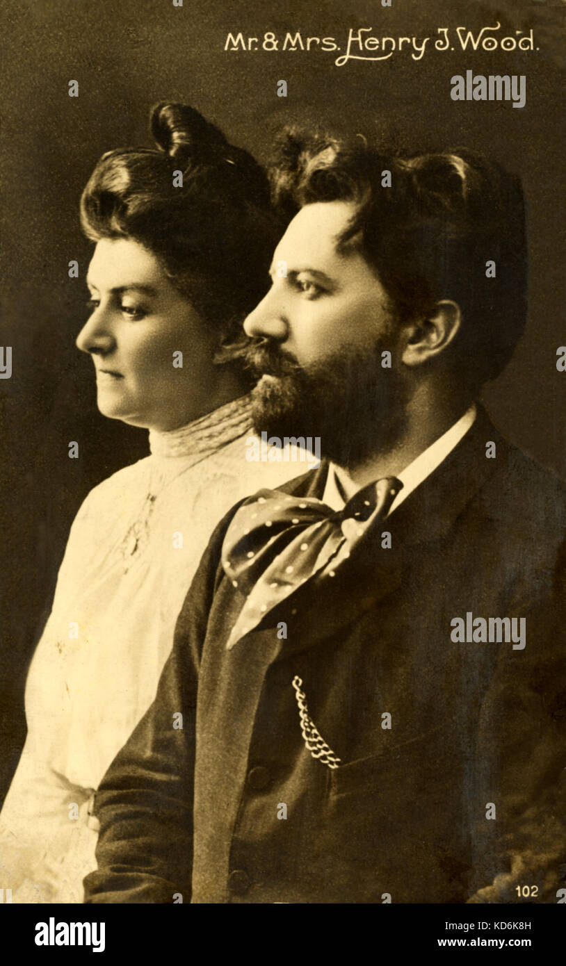 Olga and Henry Wood - photograph portrait taken side by side. English ...