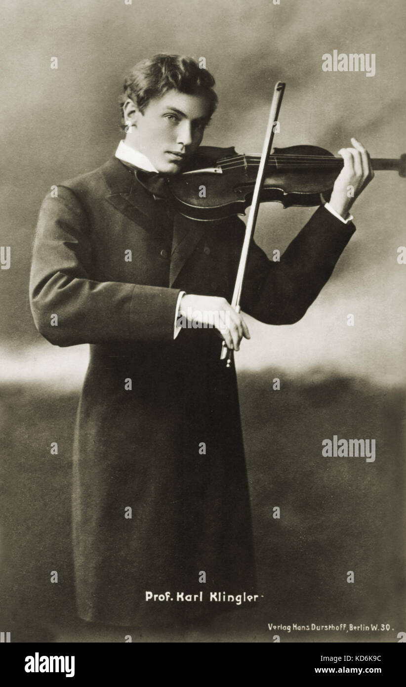 Professor Karl Klinger playing the violin. German violinist. Member of ...
