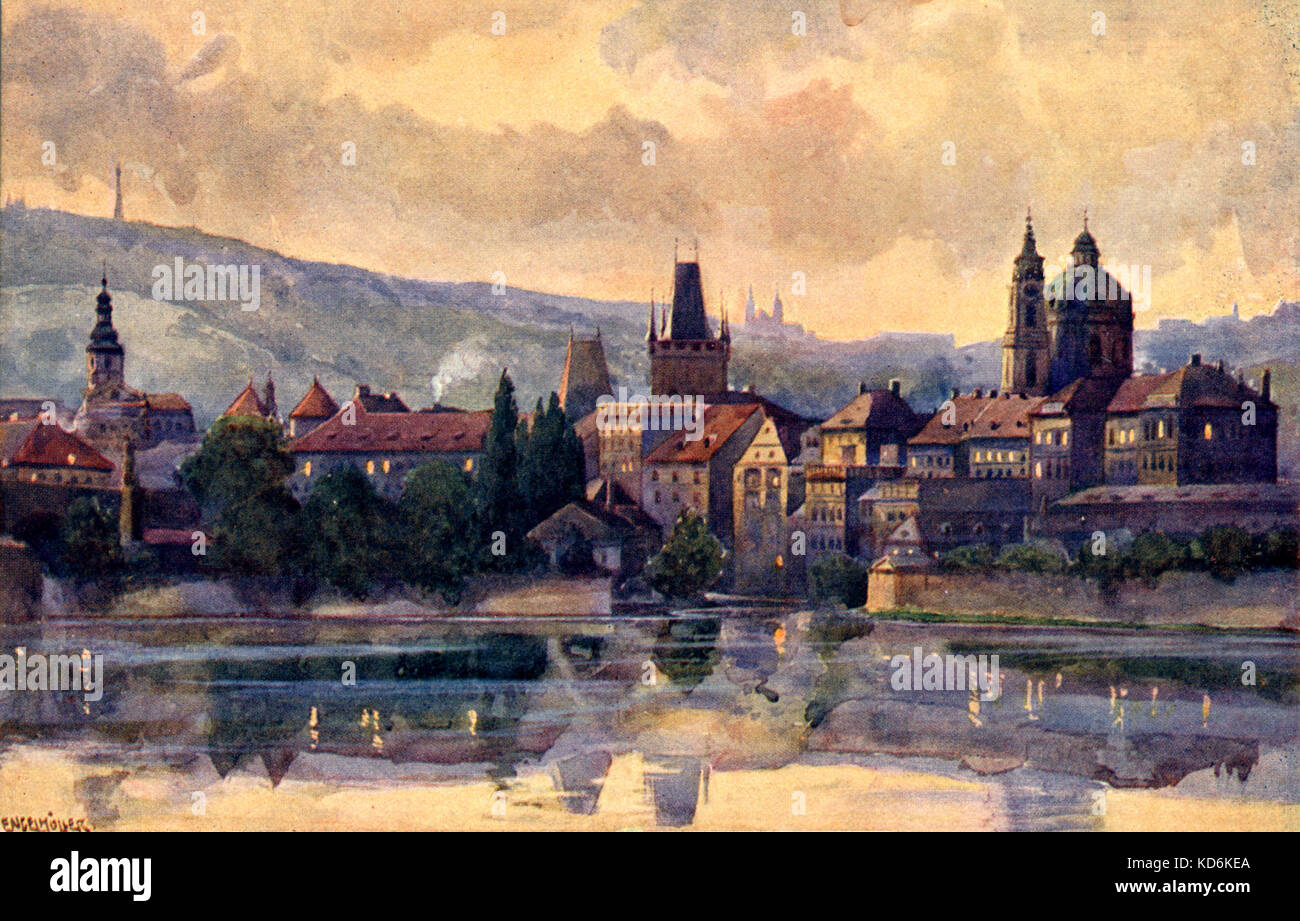 PRAGUE - banks of the river Vltava running through the city Stock Photo ...