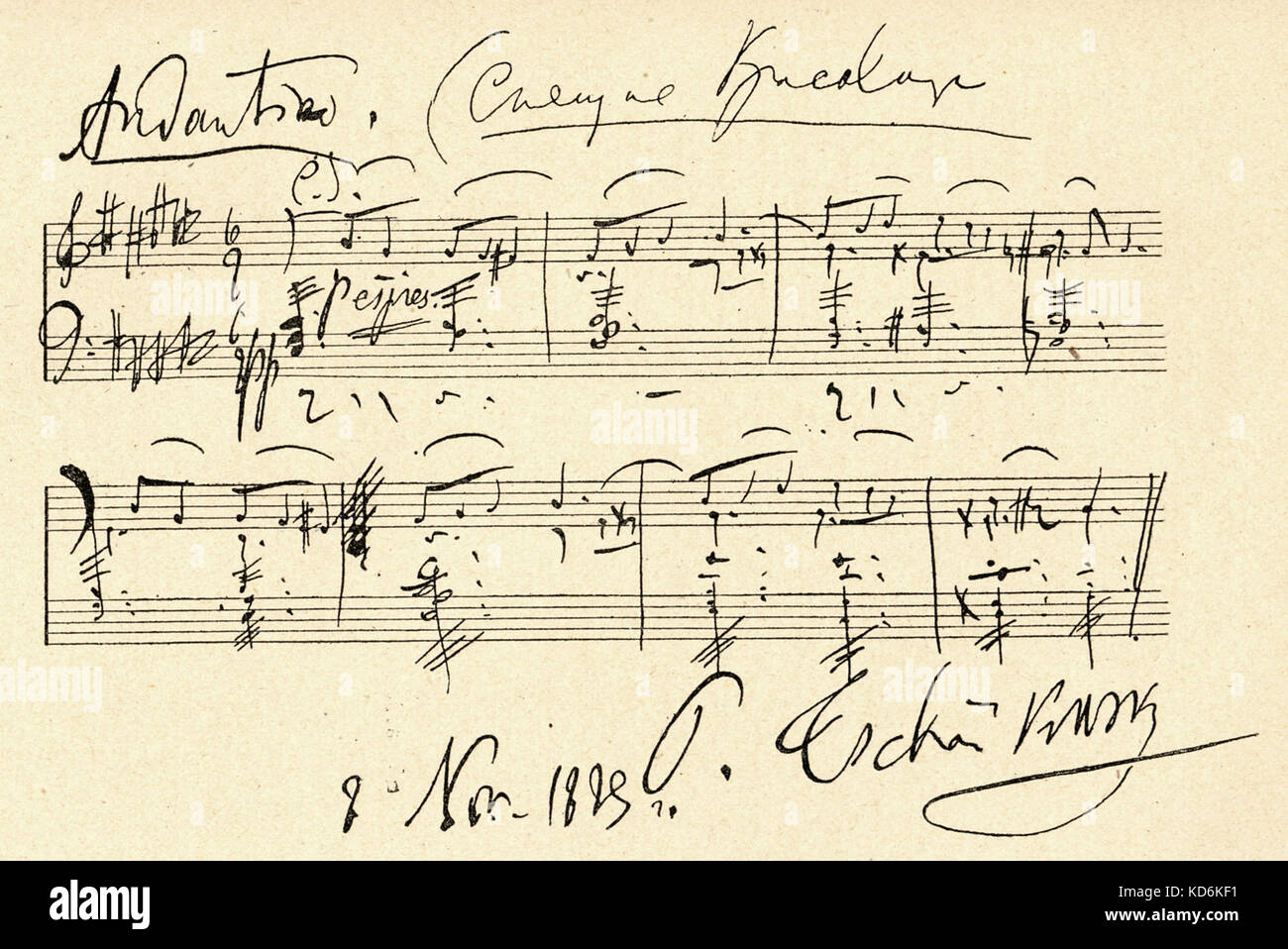 Autographed score in Tchaikovsky's handwriting With signature in latin ...