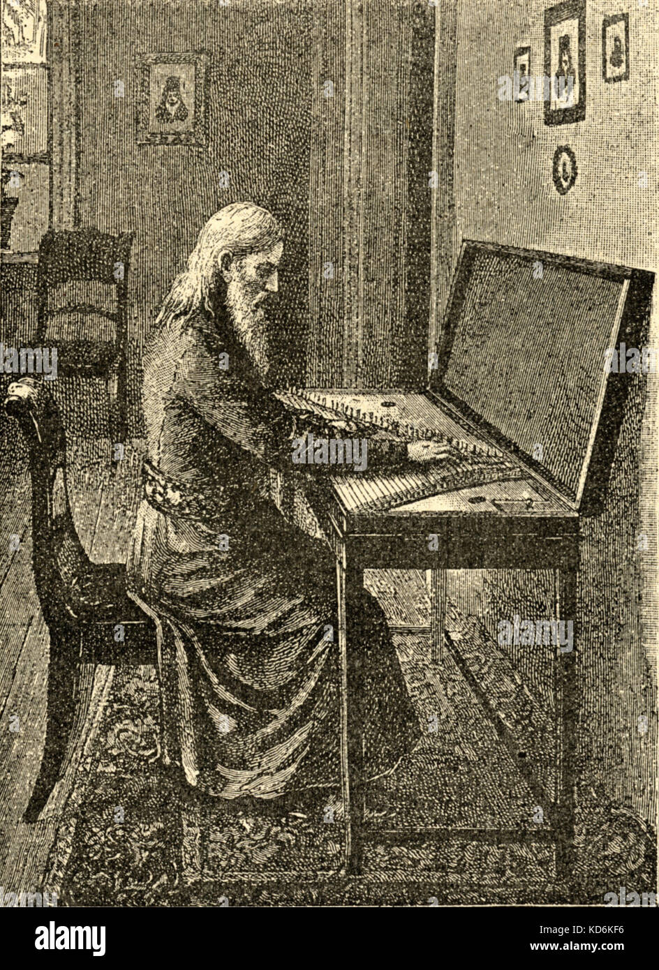 Russian man playing the Cimbalom Line drawing. Russia Stock Photo - Alamy