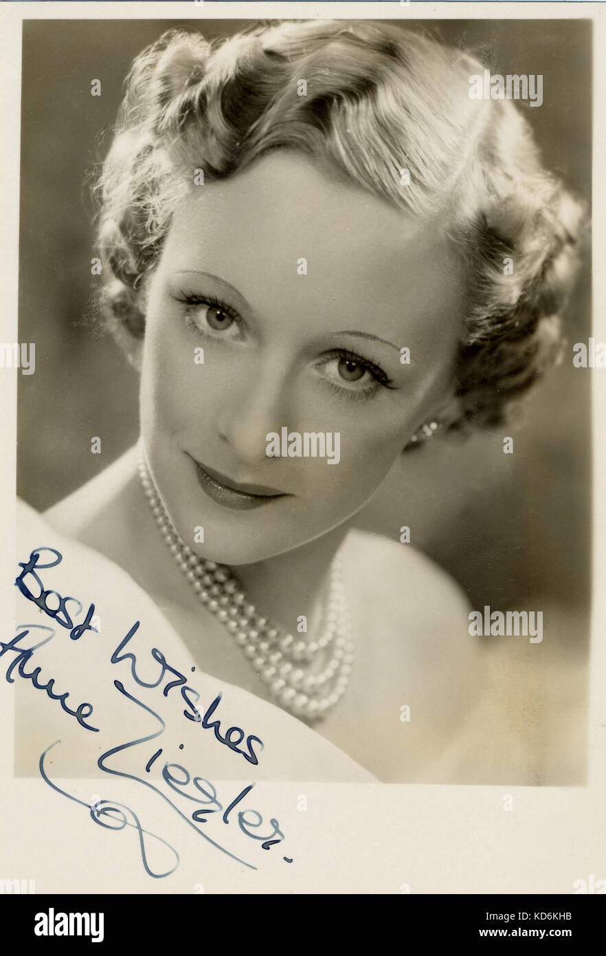 Anne Ziegler, signed portrait, c.1930's. British singer, 22 June 1910 ...