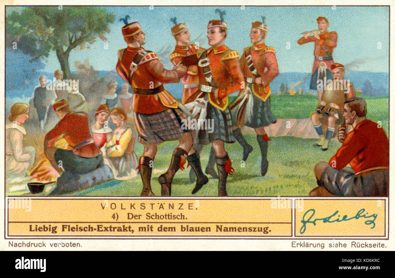 Scottish dancers with kilts: Highland Reels. Folk dance scene ...