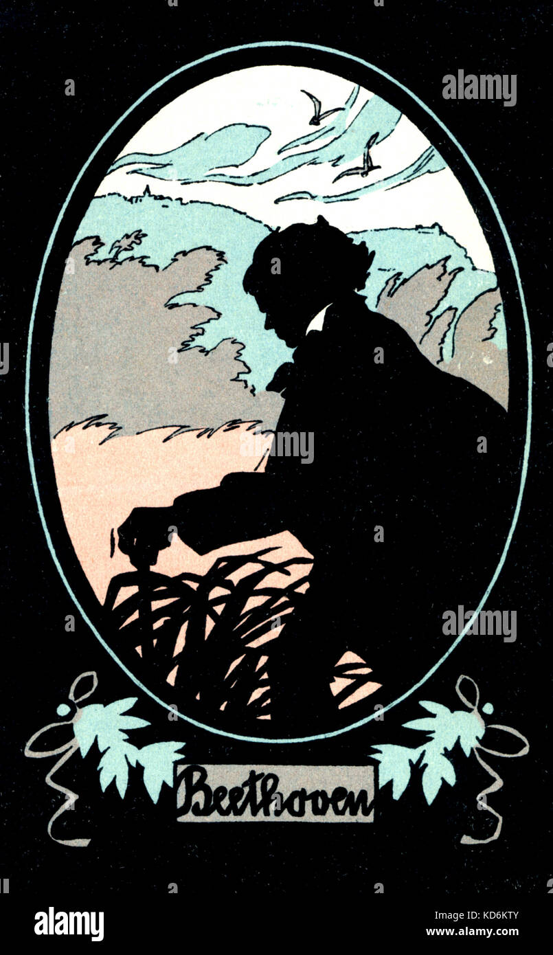 Ludwig van Beethoven, silhouette against colour background. German ...