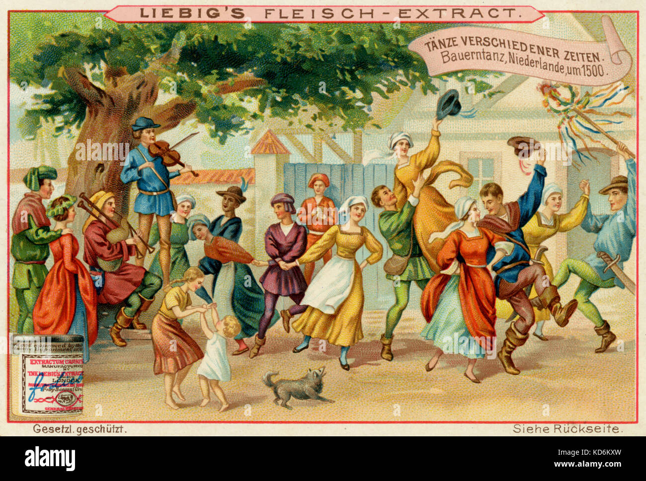 Dutchh villagers dancing a folk dance c.1500. Early Renaisssance ...