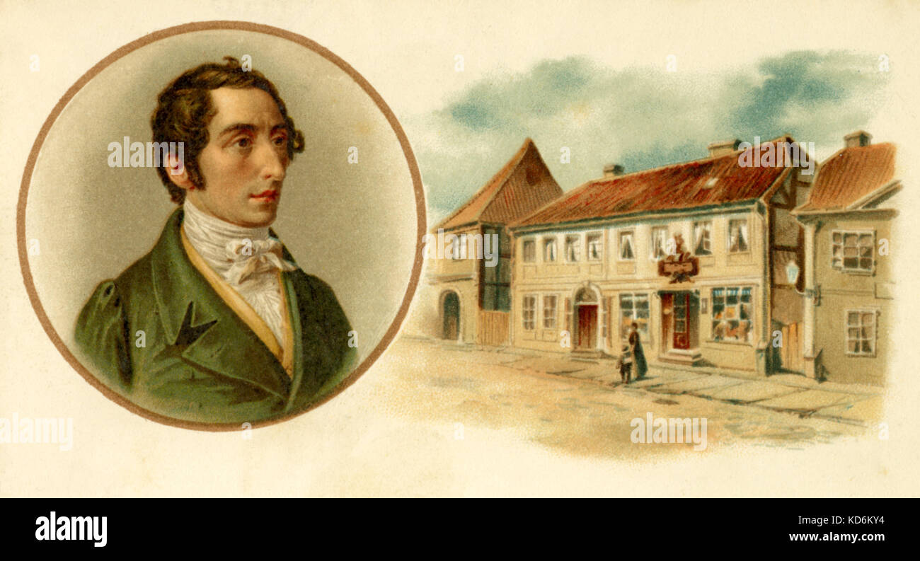 Carl Maria von Weber - illustrated portrait with house he lived in ...