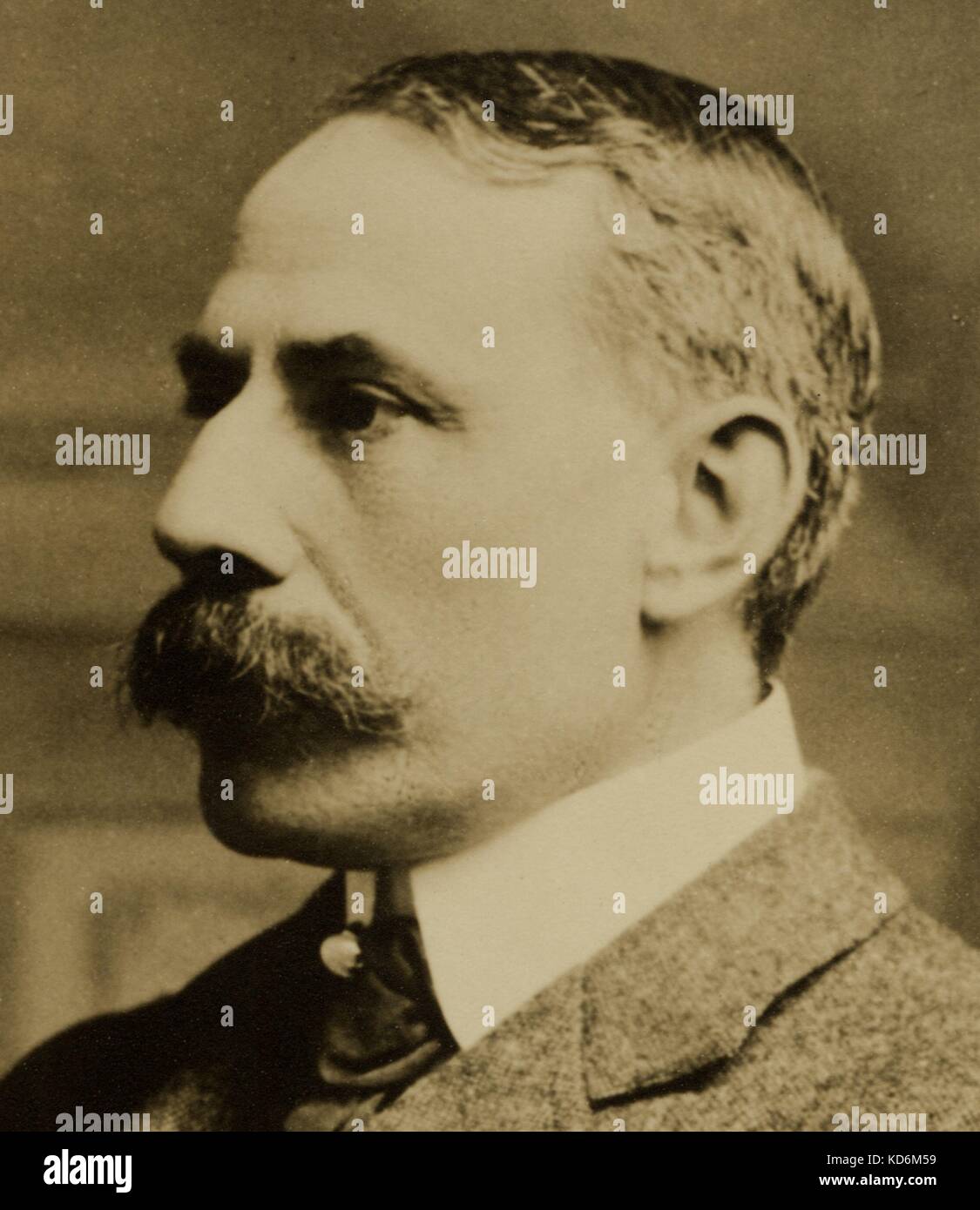 Edward Elgar portrait. Close up of head. English composer (1857-1934 ...