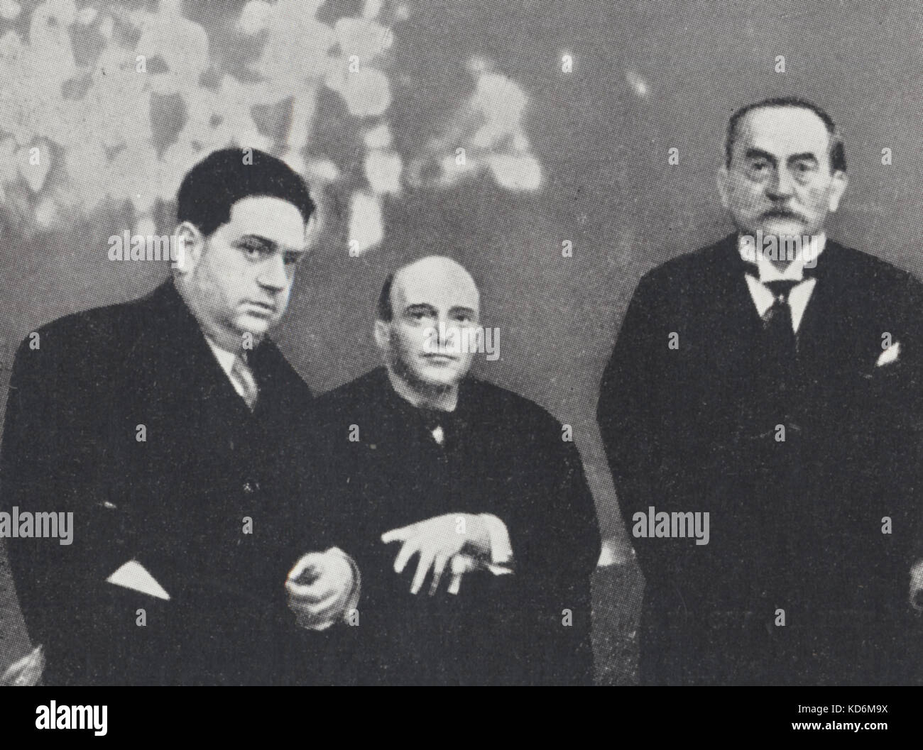 Darius Milhaud with Erich Kleiber and Hugo Rudel before dress rehearsal ...
