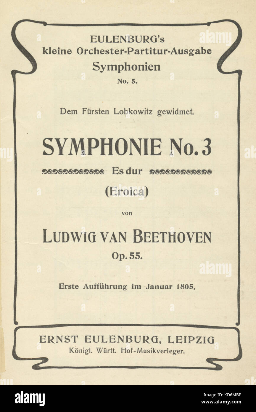 Ludwig van Beethoven - title page of score for Eroica Symphony, No 3 ...