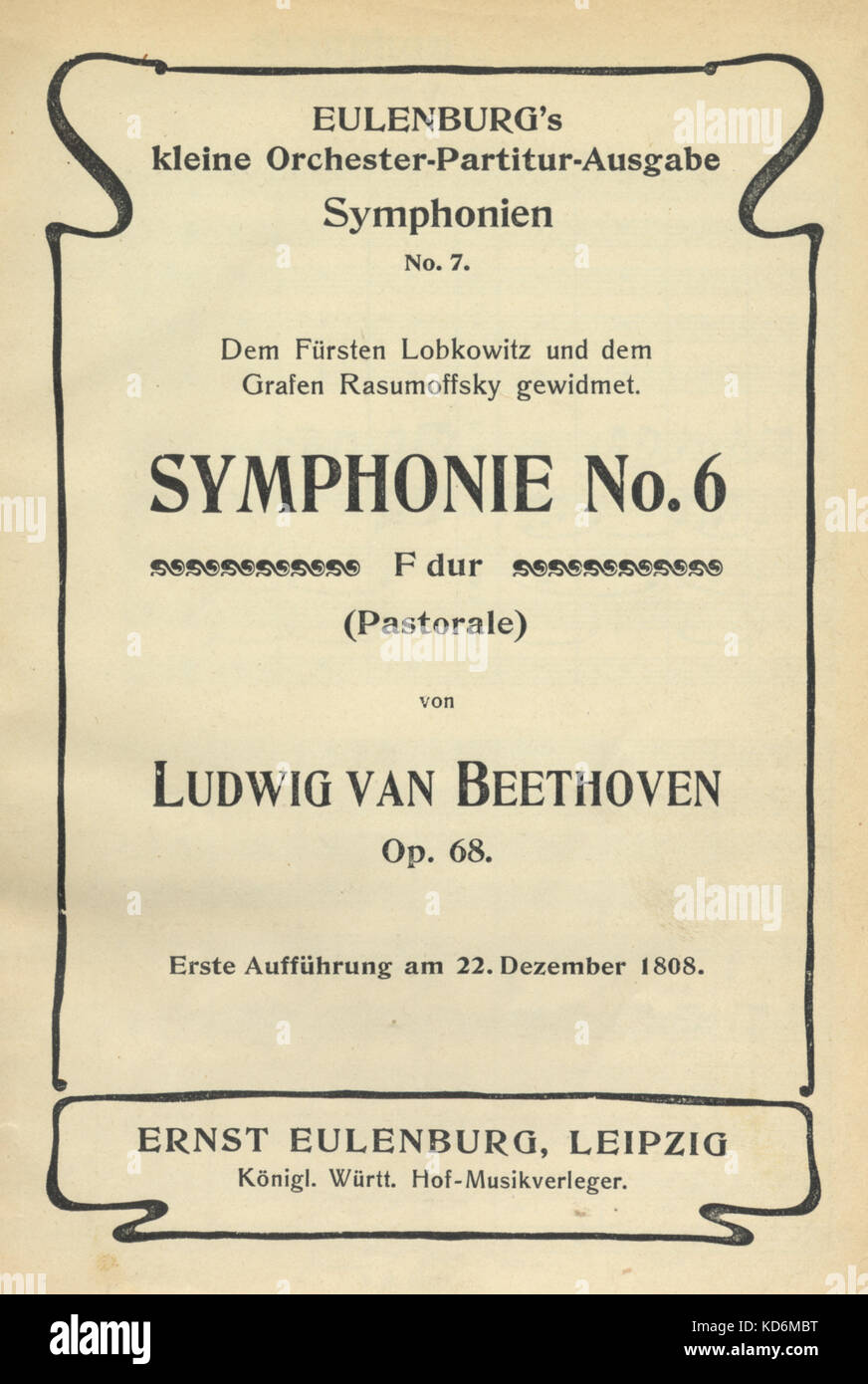 Ludwig van Beethoven - title page of score for Pastoral Symphony, No 6 ...
