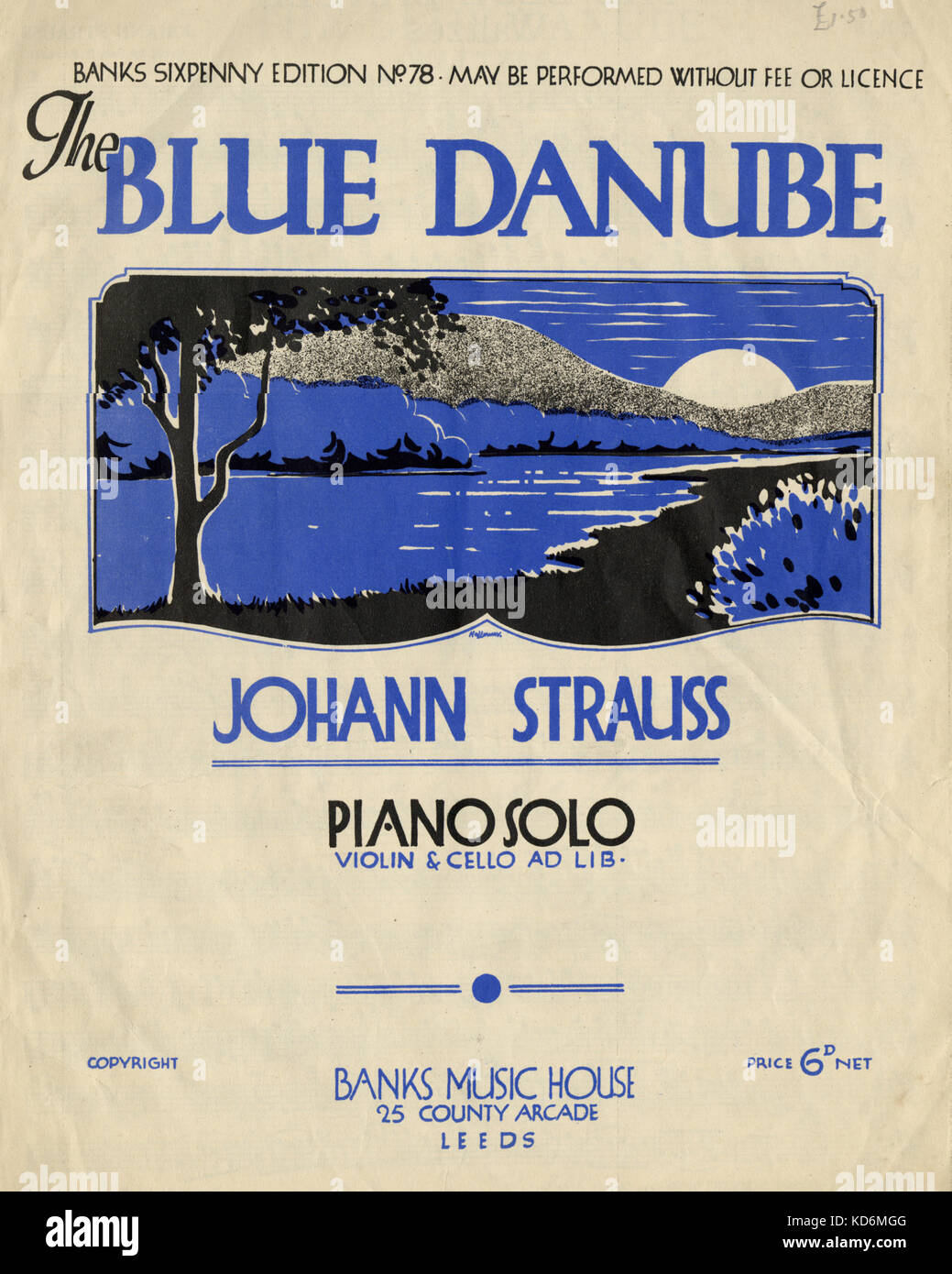 Blue Danube, front / score cover by Johann Strauss Austrian composer ...
