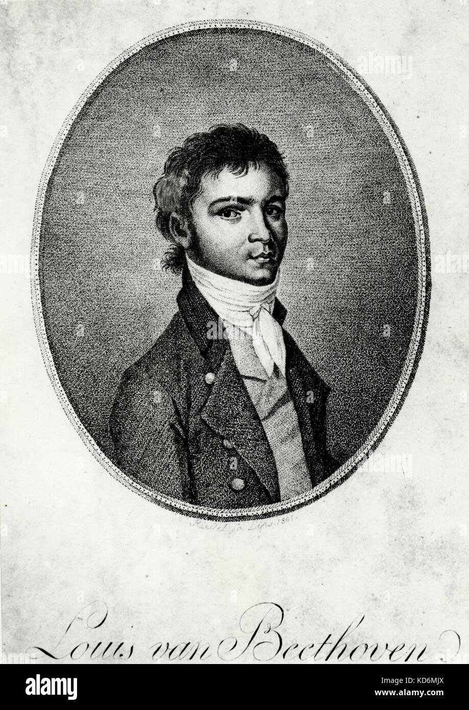 Ludwig van Beethoven portrait as a young man. German composer, 17 ...