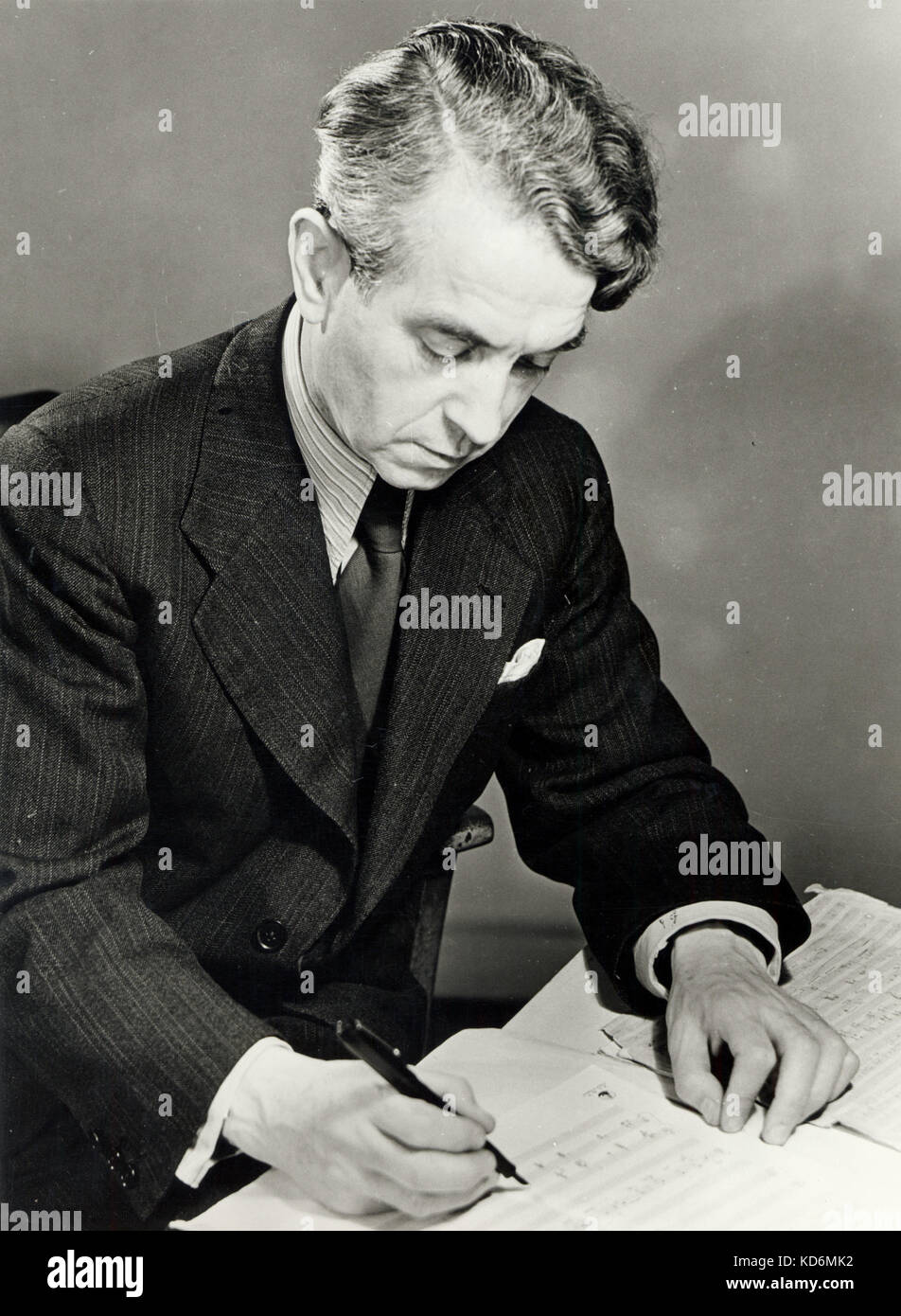 Herbert Howells working on a score July 1947. English composer, 17th ...