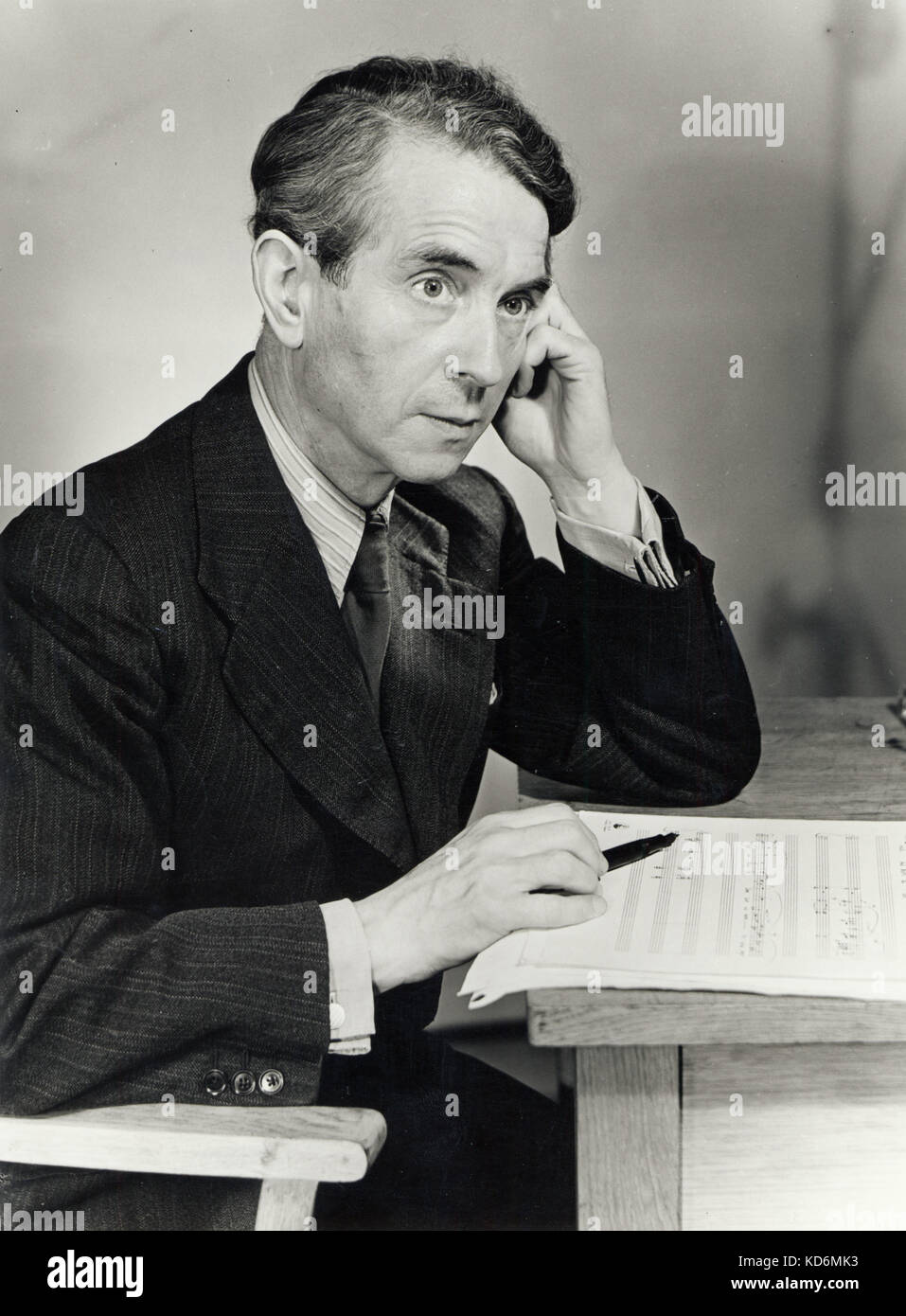 Herbert Howells working on a score July 1947. English composer, 17th ...