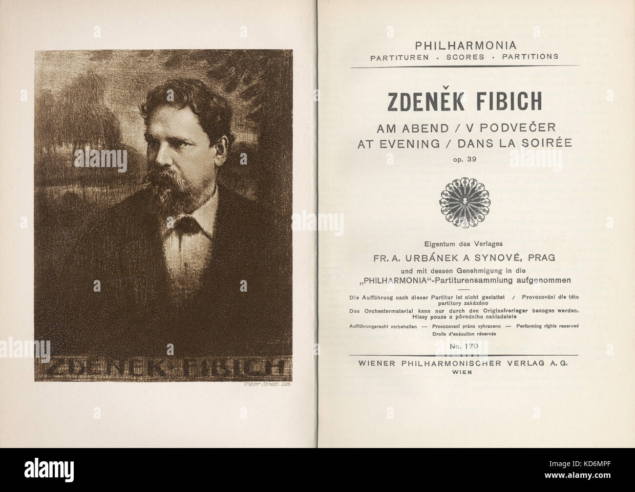 Zdenek Fibich - Opus 39, Am Abend / At Evening. Title page with ...