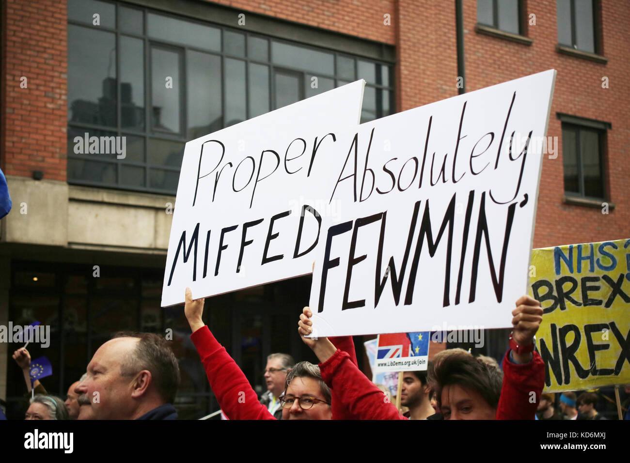 Proper miffed Absolutely fewmin placards at Manchester #StopBrexit demo ...