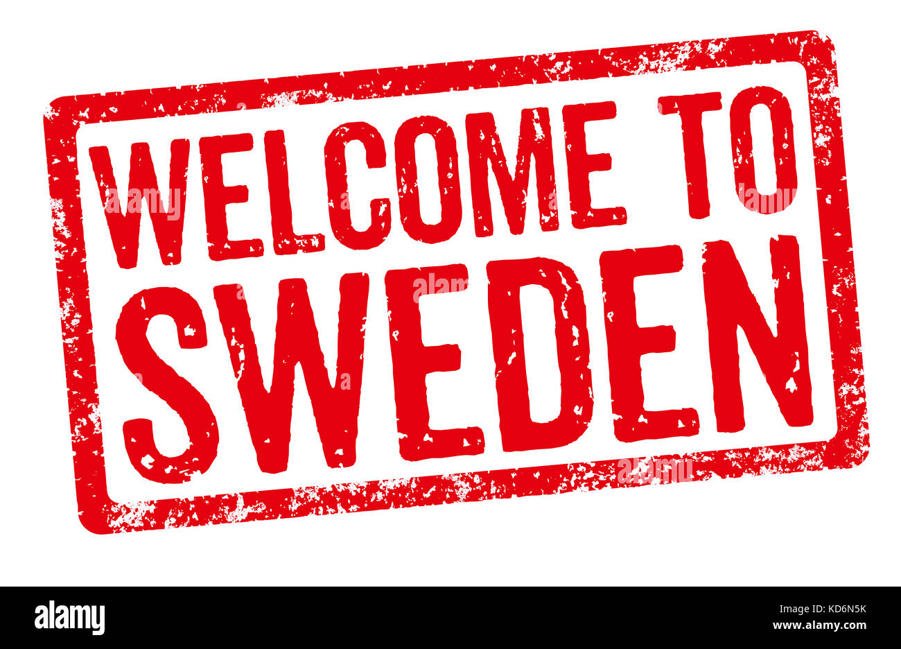 Red stamp on a white background - Welcome to Sweden Stock Photo - Alamy