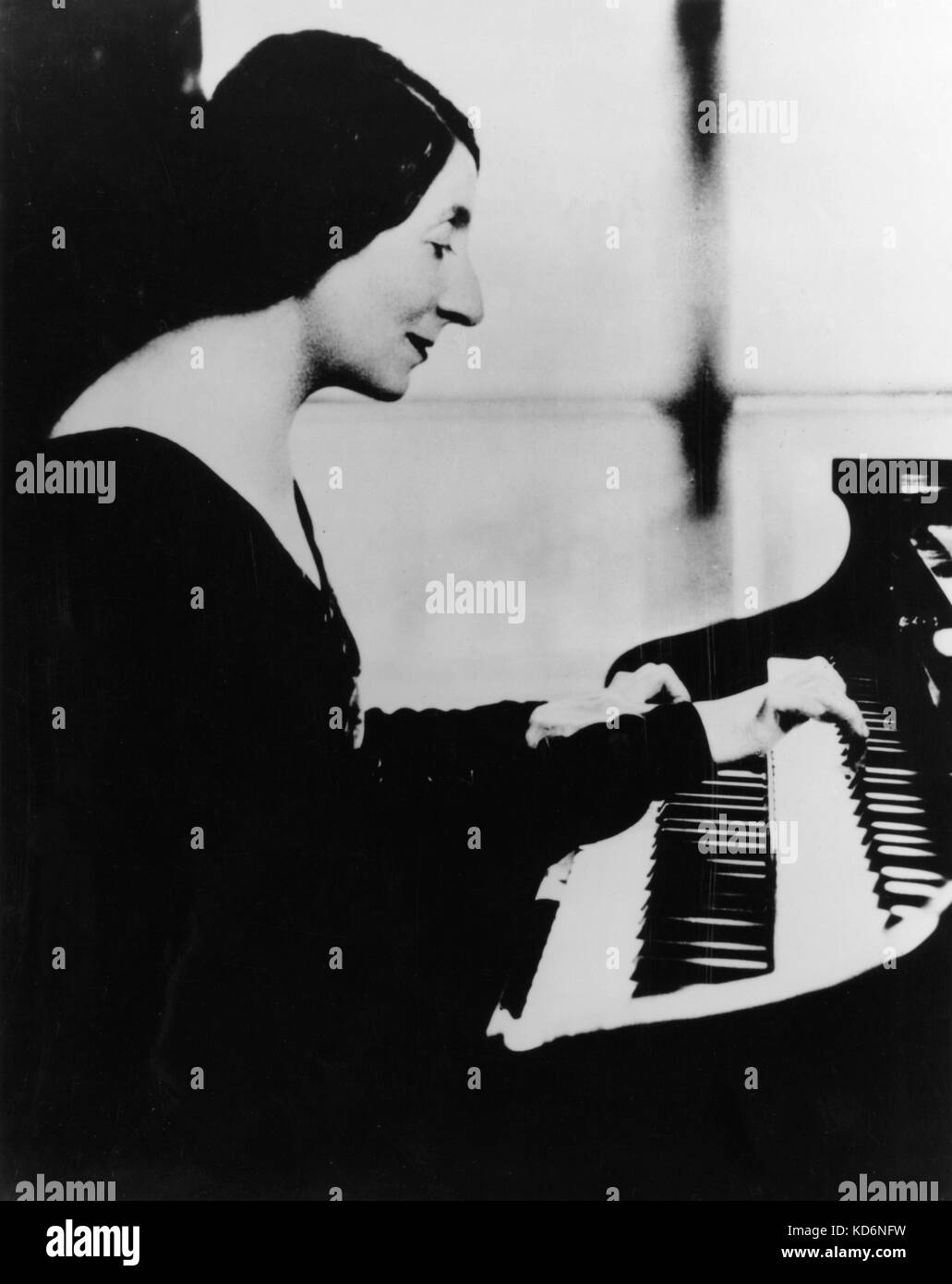 LANDOWSKA, Wanda playing harpsichord keyboard. Polish harpsichordist ...