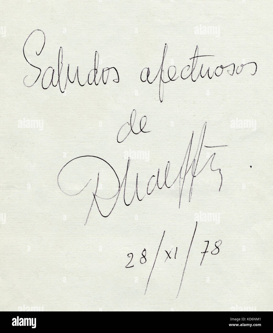 Rodolfo Halffter - signature, 28 November 1978 - Spanish composer - 20 ...