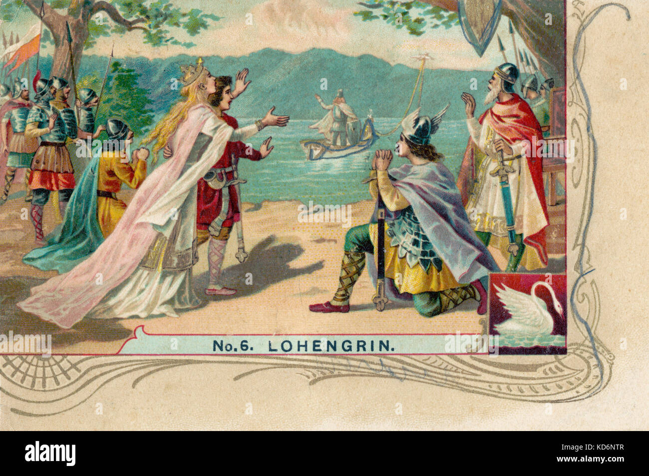 Richard Wagner 's opera 'Lohengrin' - illustration of scene showing ...