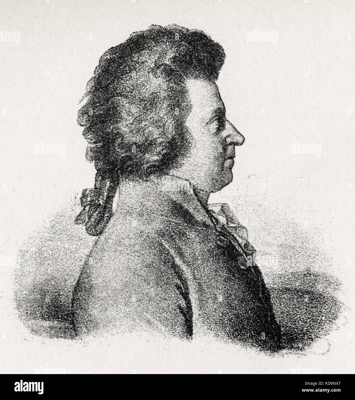 Wolfgang Amadeus Mozart - profile portrait. Lithograph. Austrian ...