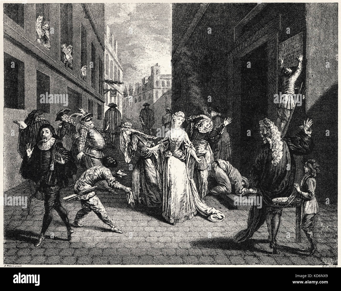 Commedia dell'arte - Italian theatre. Actors and actresses leaving ...