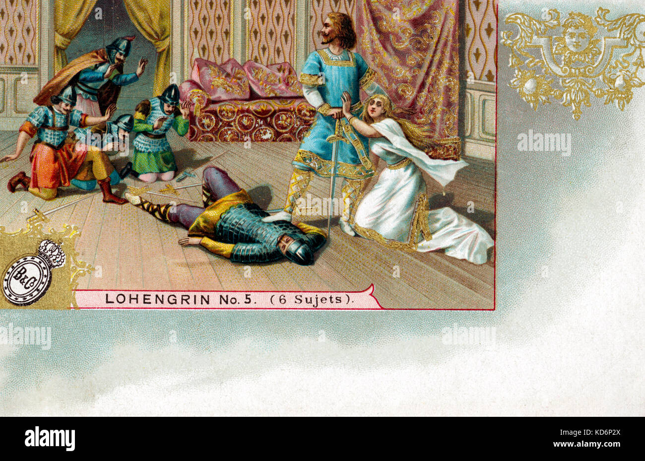 Richard Wagner 's opera 'Lohengrin' - illustration of scene showing ...