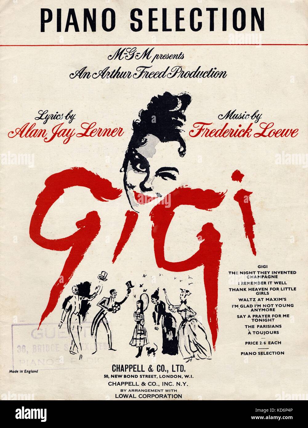 Gigi by Frederick Loewe, Austrian composer. Illustrated score cover ...